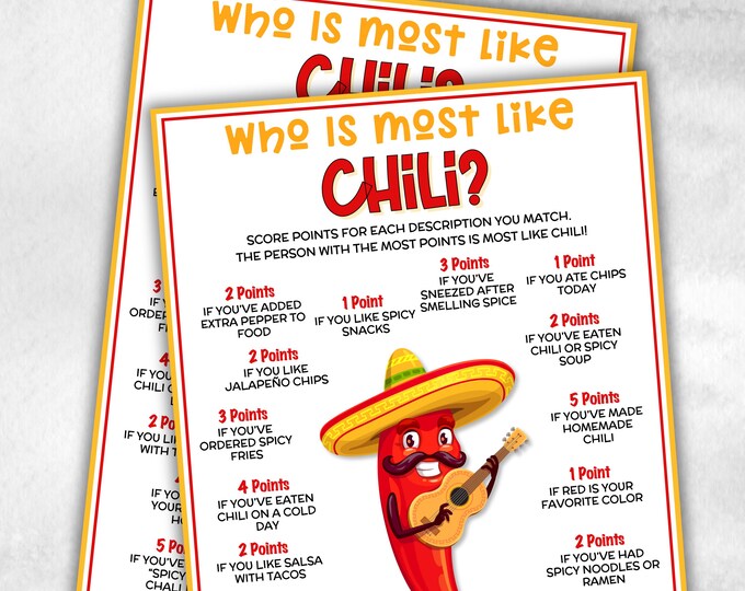 Who is Most Like a Chili, Chili Cook-off, Chili Potluck, Chili ...
