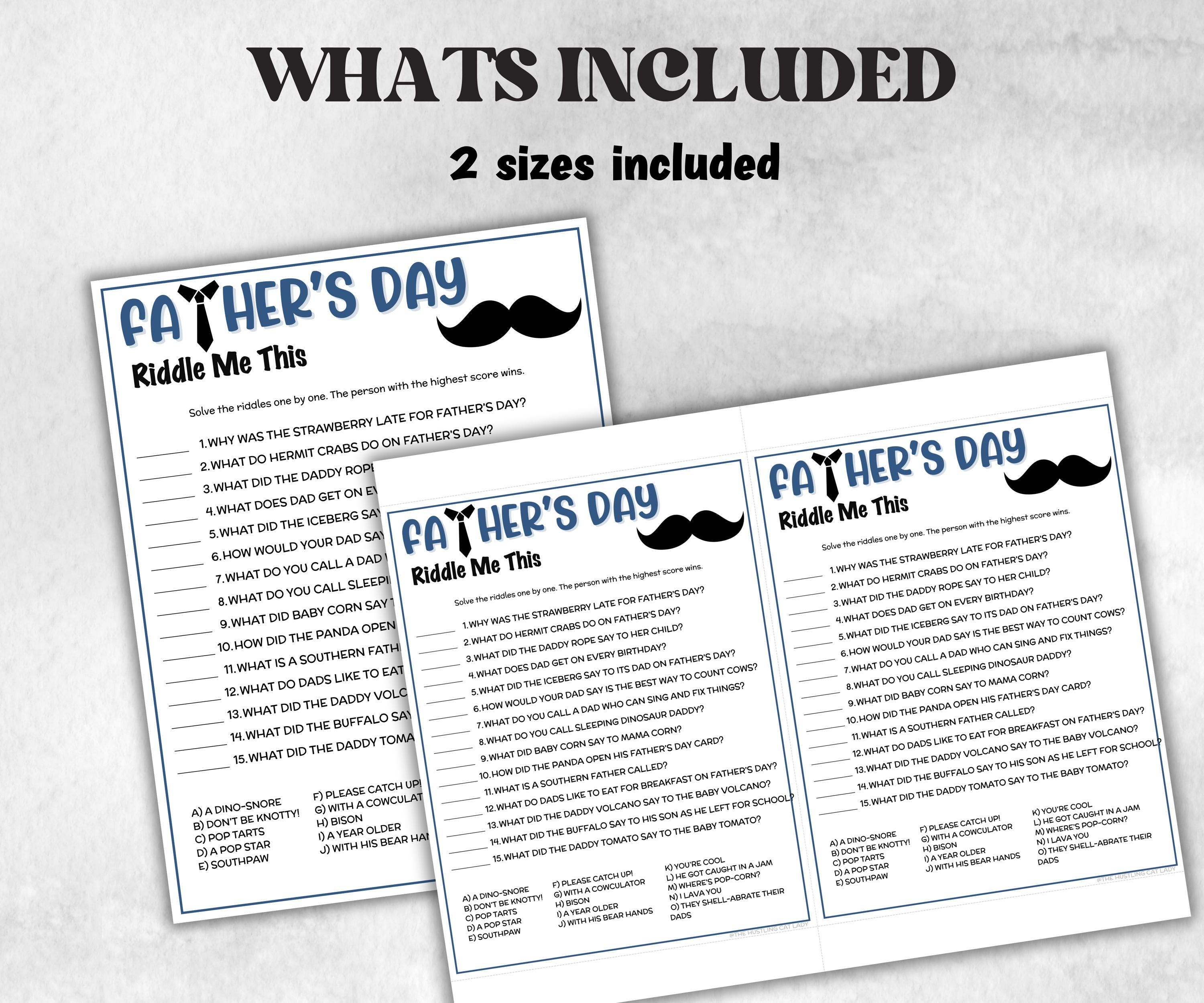Father's Day Riddles Jokes, Daddy Riddles, Fathers Day Trivia Party ...