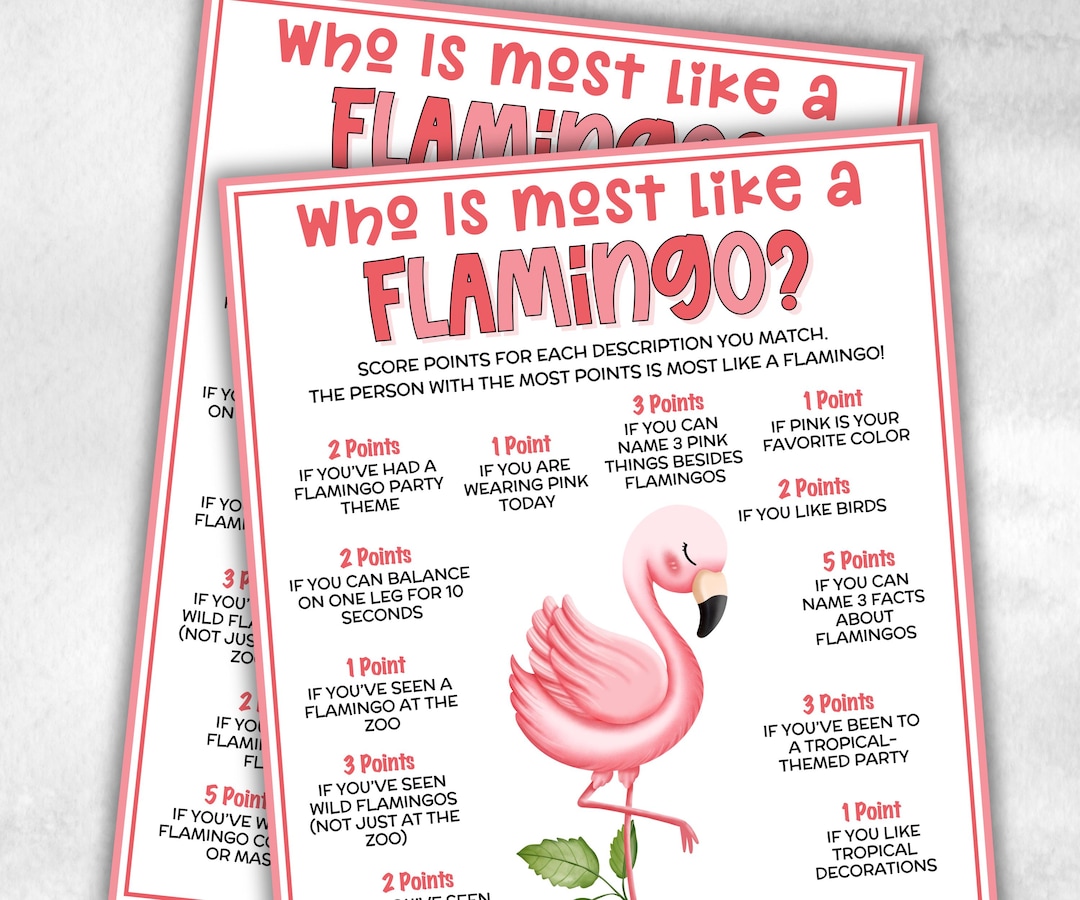 Who is Most Like a Flamingo, Bachelorette Game, Flamingo Baby Shower ...