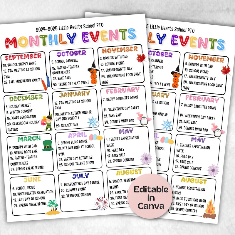 Pto Calendar Editable - Etsy UK