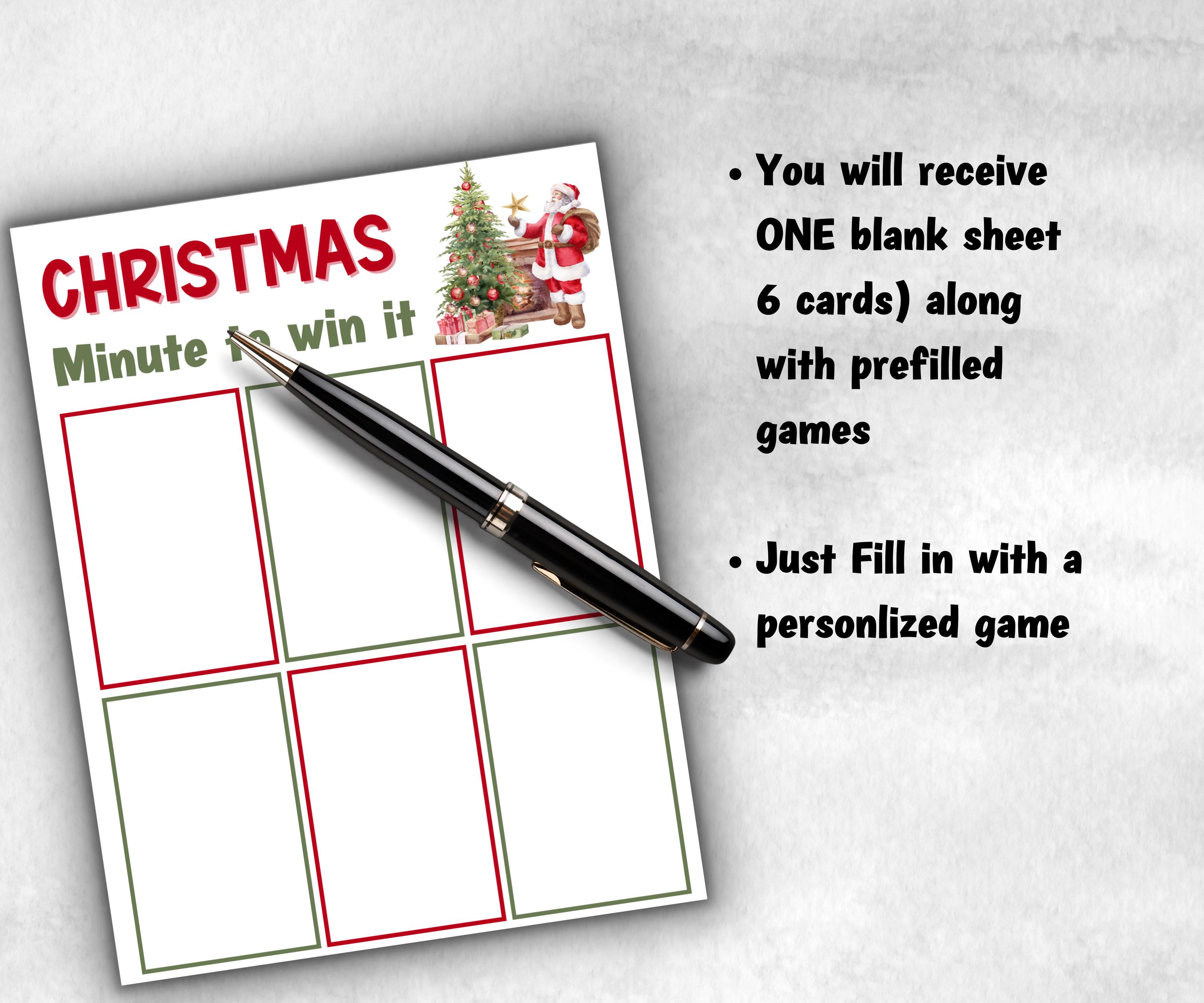 Christmas Minute to Win It Activity, Printable Holiday Competition ...