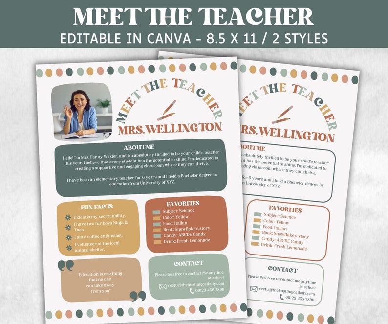 Editable Boho Meet the Teacher Canva Template, Editable Teacher ...