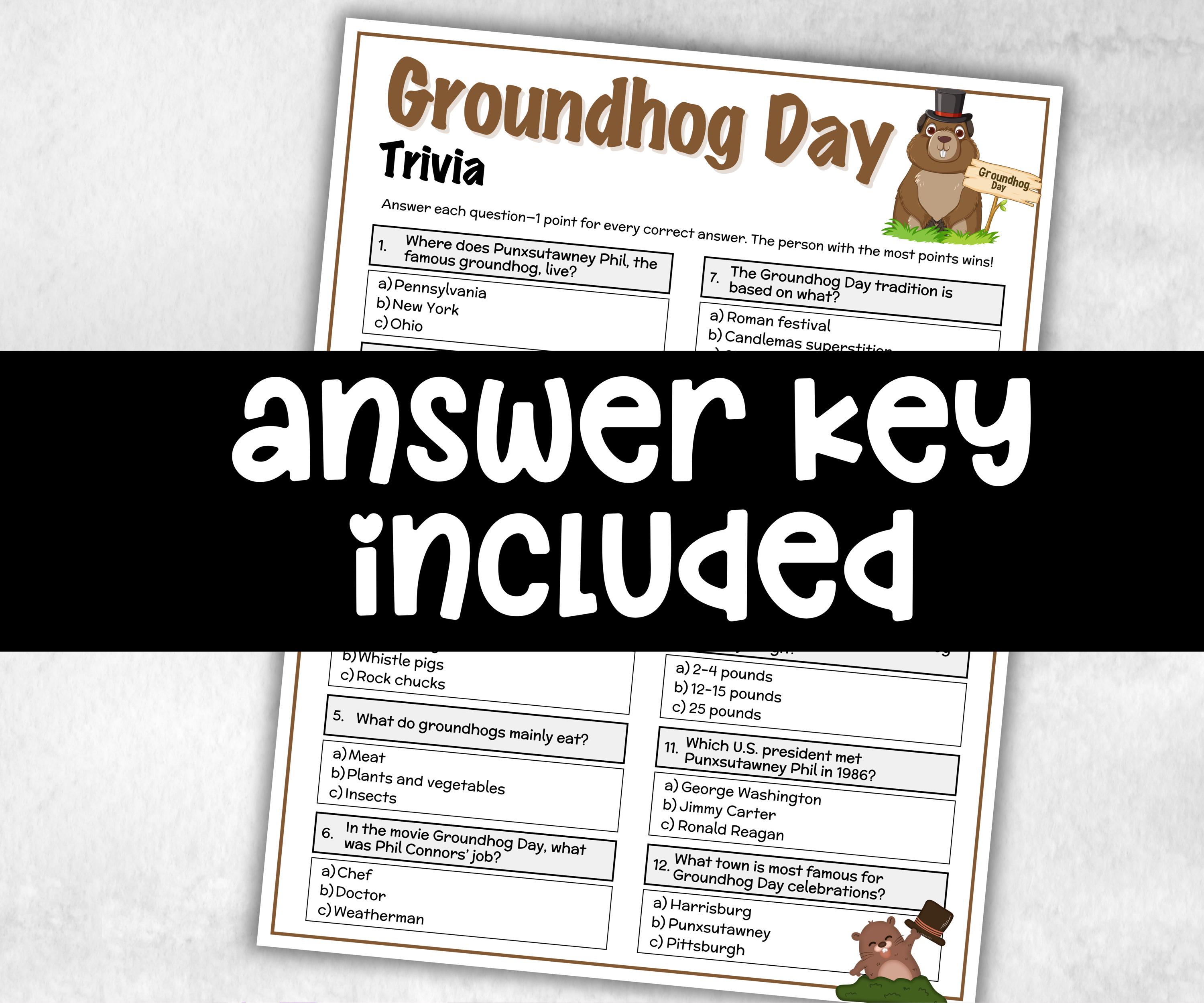 Groundhog Day Trivia, Groundhog Day Party Games, Family Game Night ...
