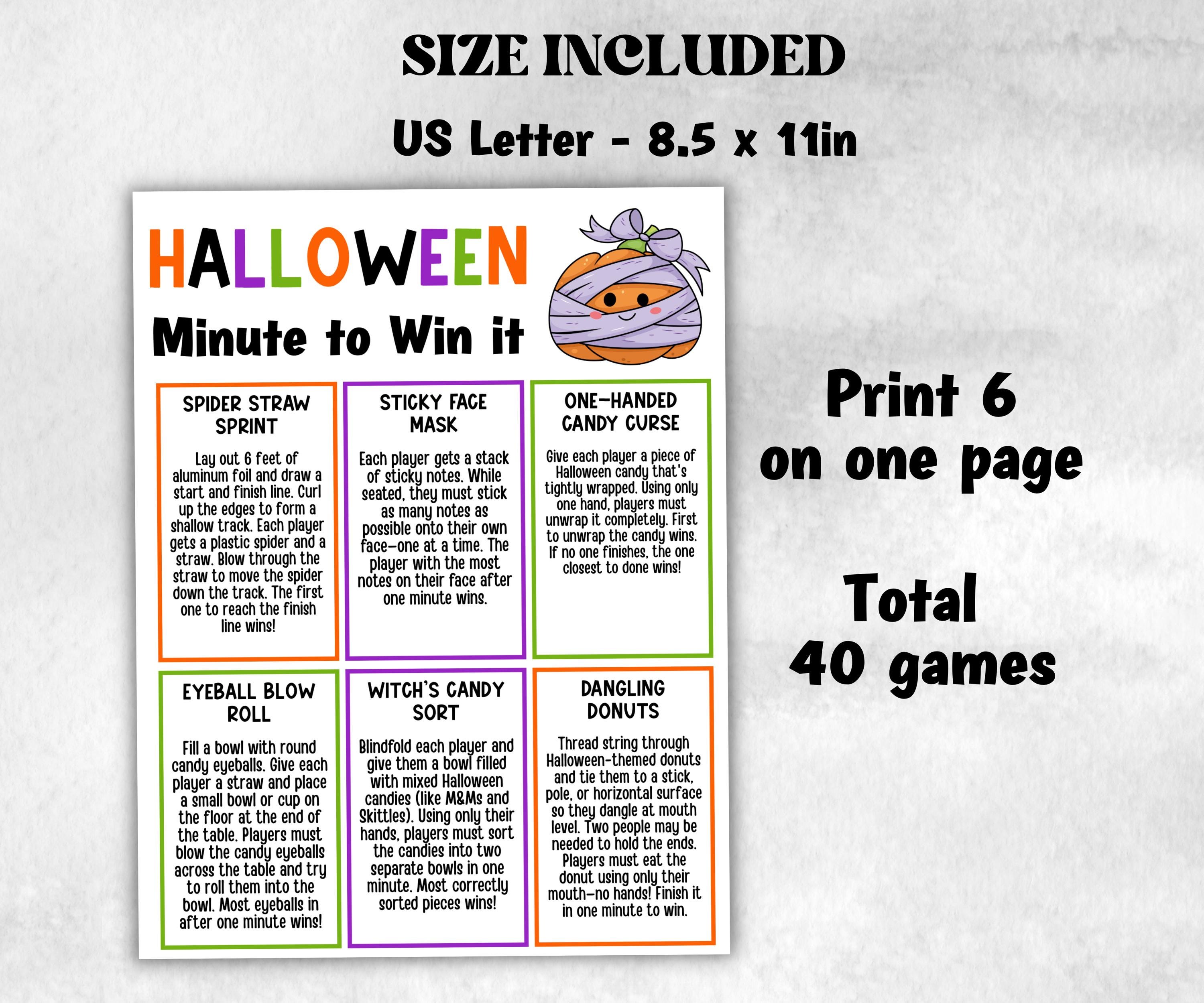 Halloween Minute to Win It Activity, Printable Trick or Treat ...