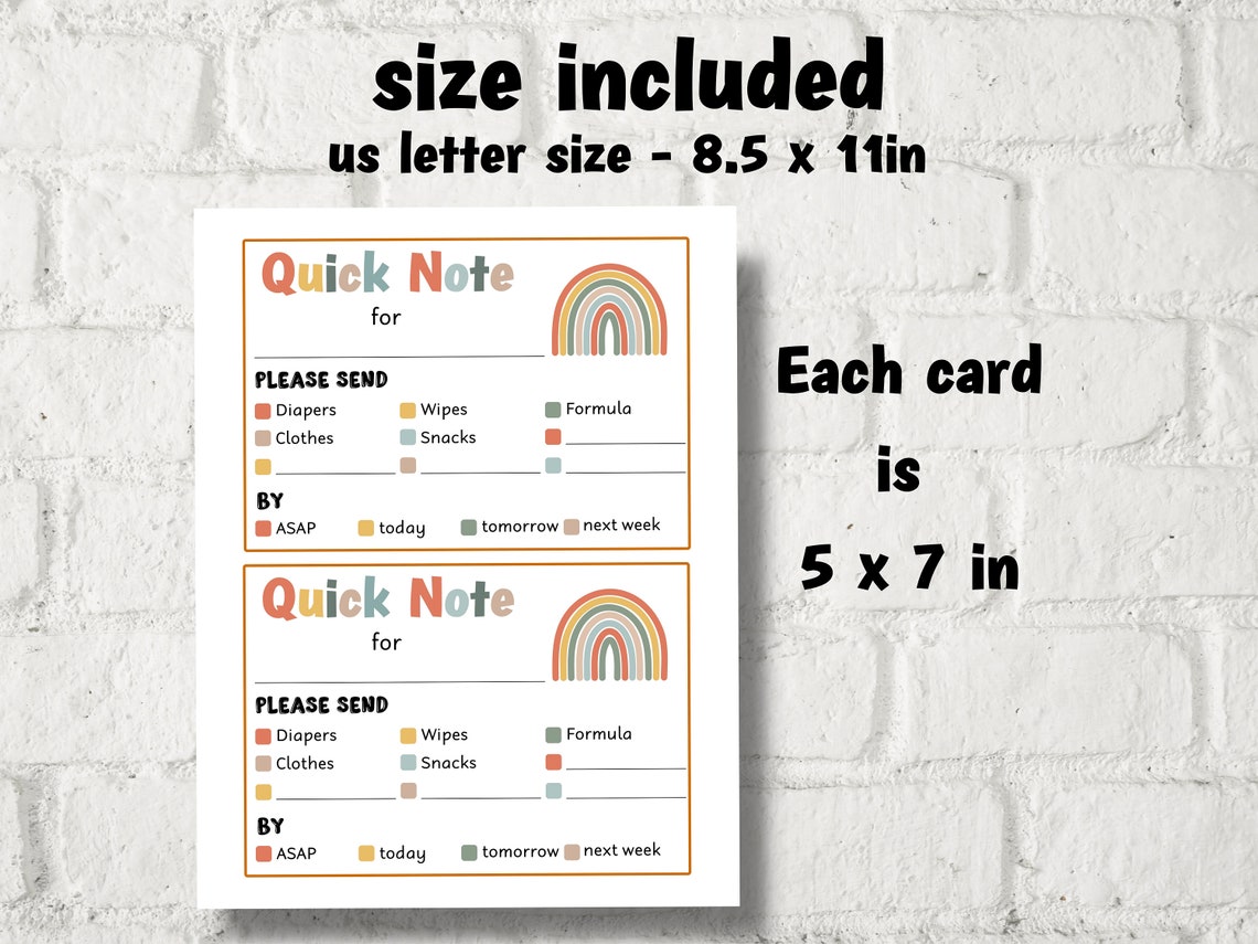 Printable Daycare Quick Note Daycare Card Daycare Folder - Etsy Canada