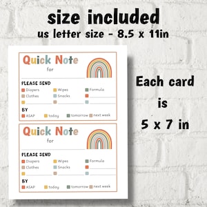 Printable Daycare Quick Note, Daycare Card, Daycare Folder ...