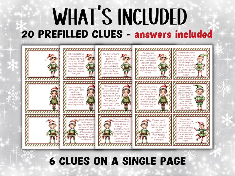 Elf Scavenger Hunt | Elf Props | Printable Elf Game | Christmas Elves ...