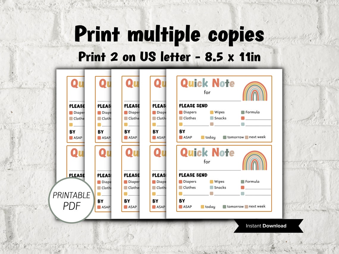 Printable Daycare Quick Note Daycare Card Daycare Folder - Etsy