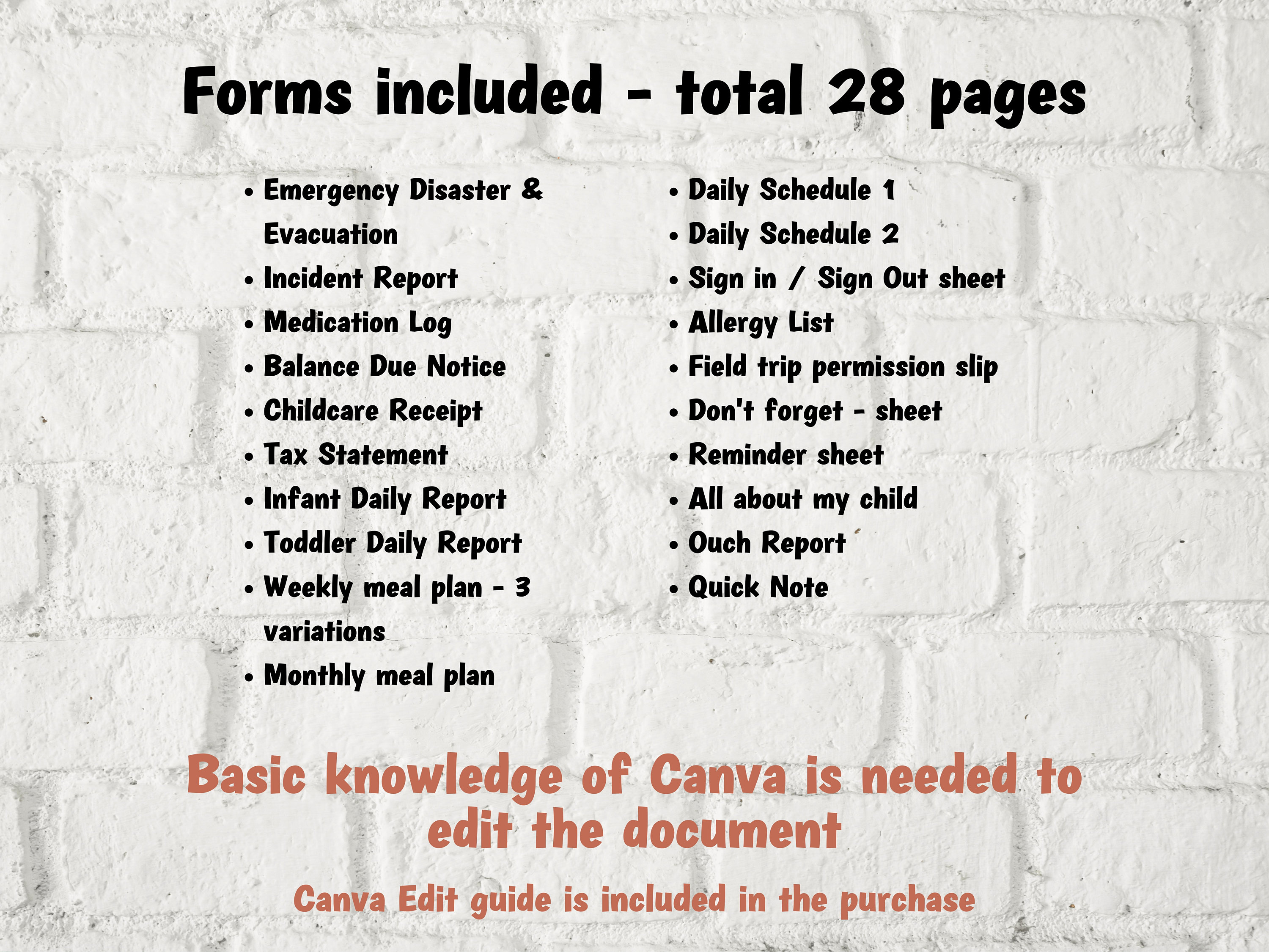 Daycare Forms Bundle, Starter Kit, Childcare Forms, Inhome Daycare ...