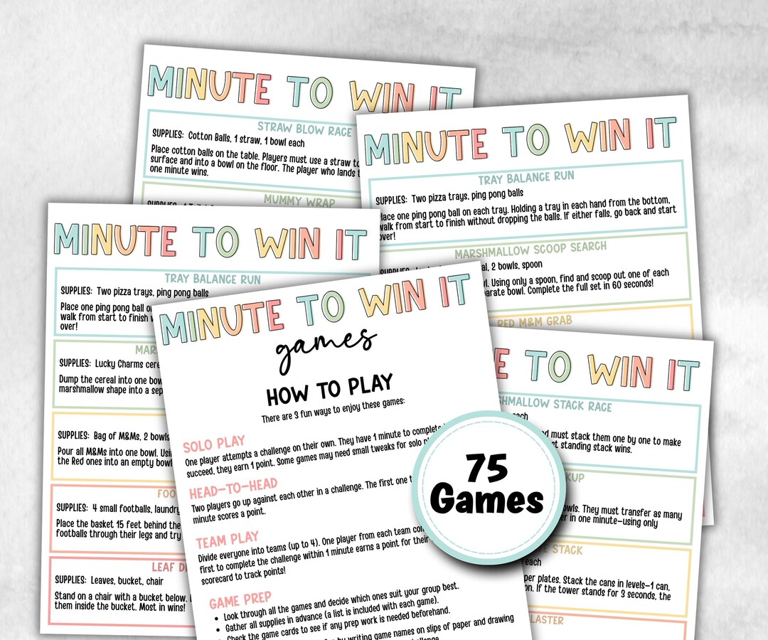 Minute to Win It, Family Game Night, One Minute Game, 60 Seconds Game ...