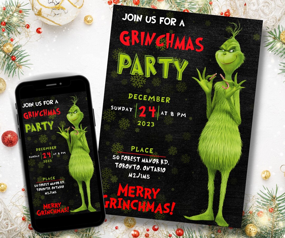 Editable Christmas Party Invitation I Grinchmas Party | Christmas Eve ...