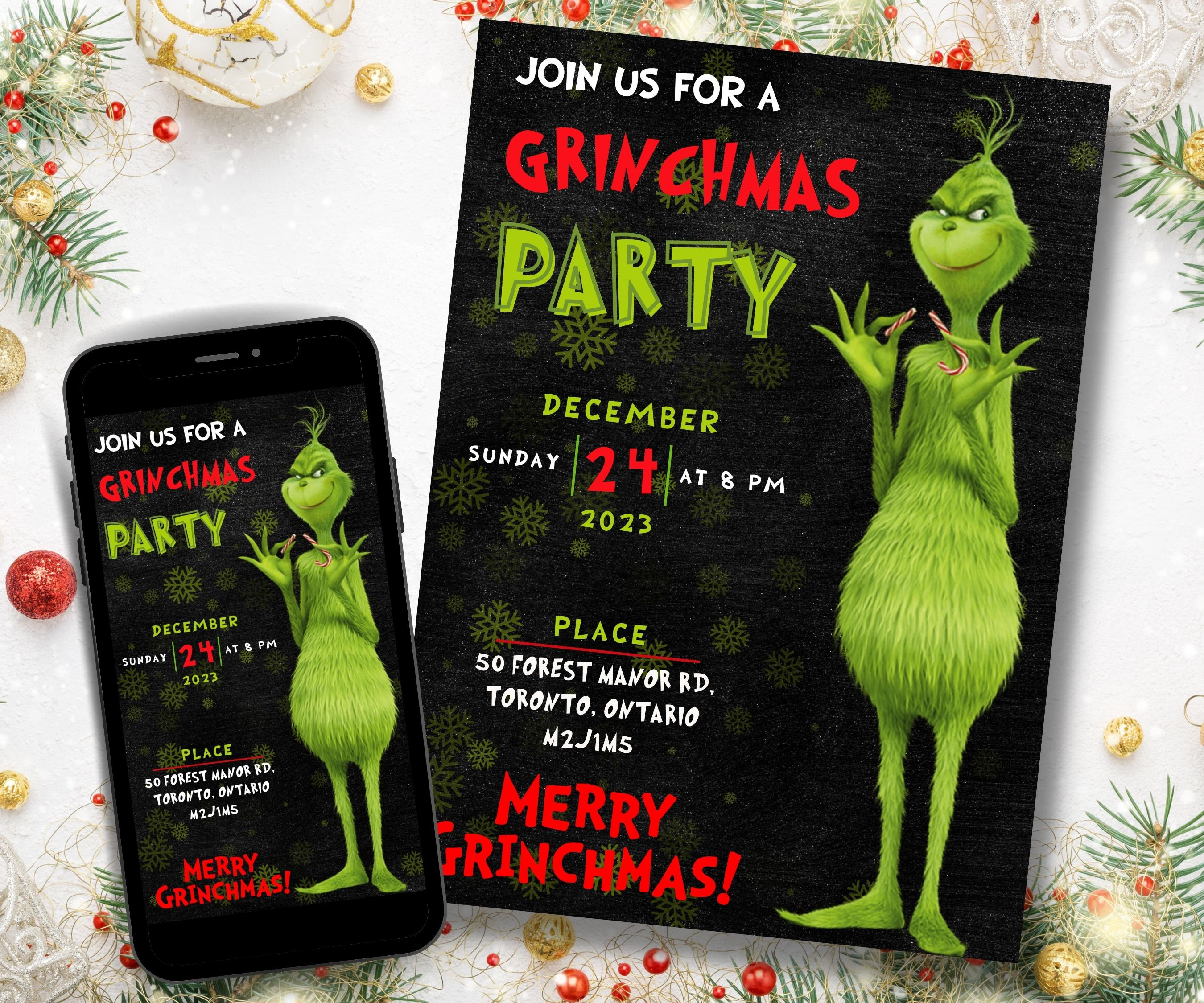 Editable Christmas Party Invitation I Grinchmas Party | Christmas Eve ...