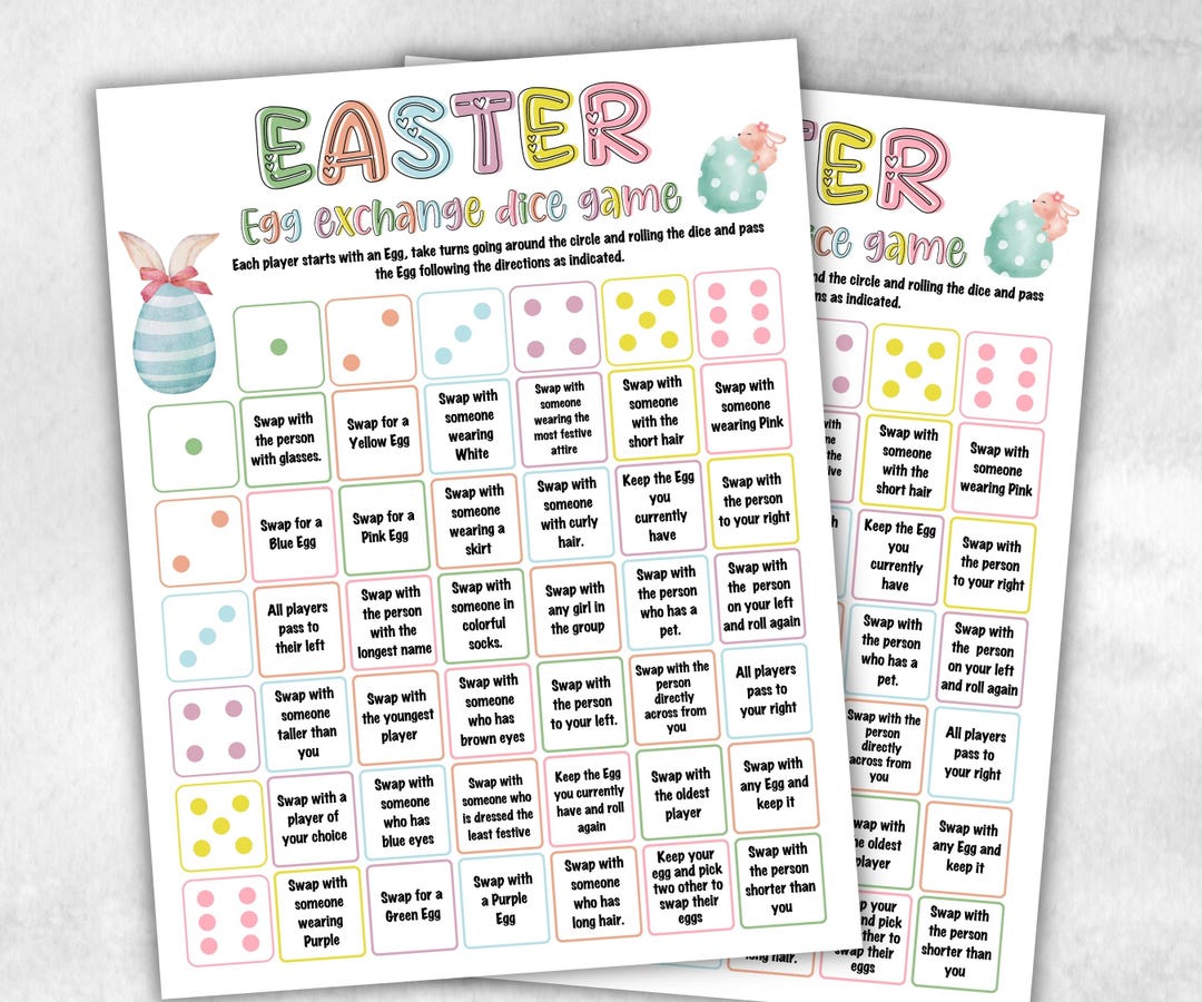 Easter Egg Dice Exchange Game, Printable Icebreaker, Fun Group Activity ...
