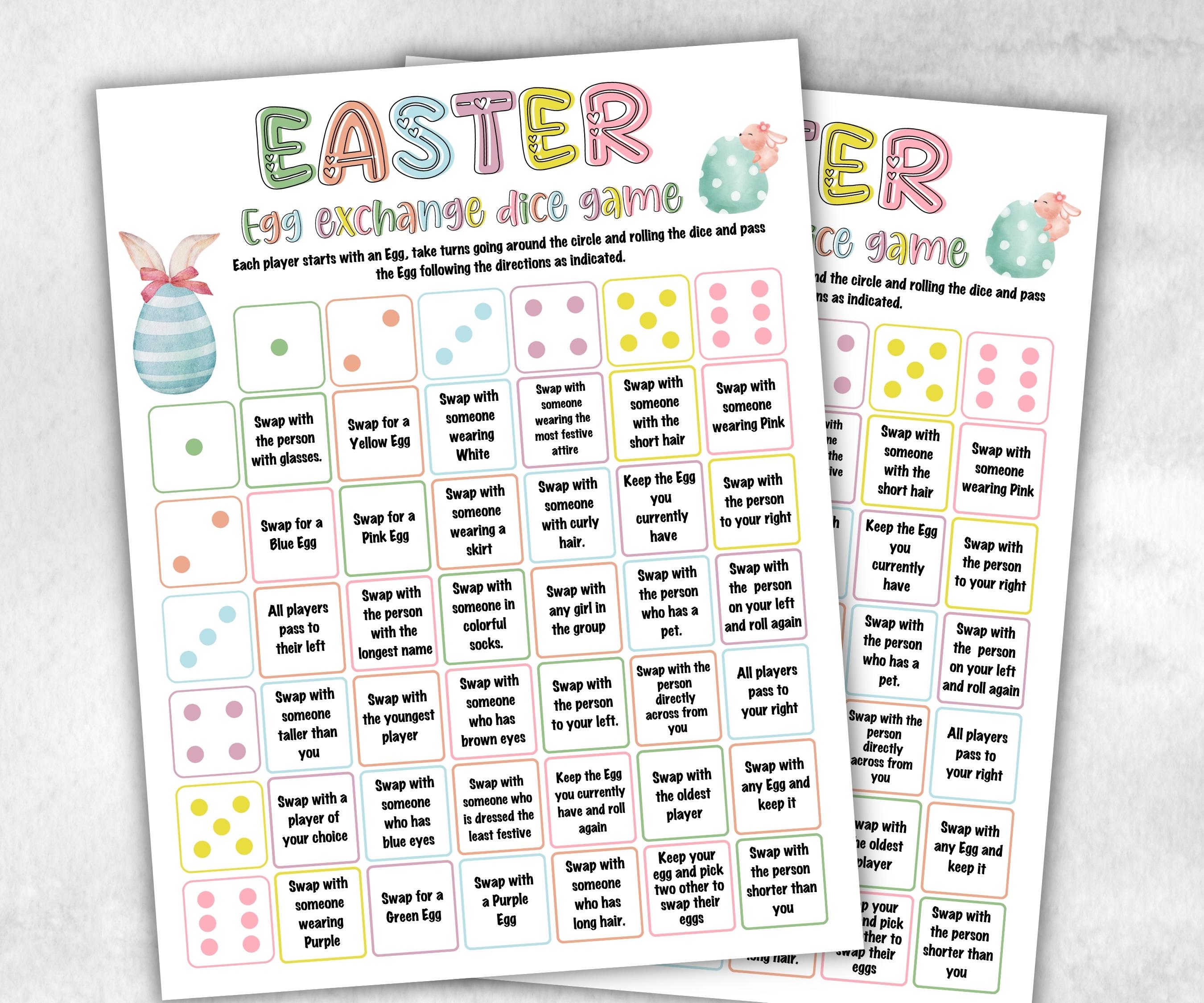 Easter Egg Dice Exchange Game, Printable Icebreaker, Fun Group Activity ...