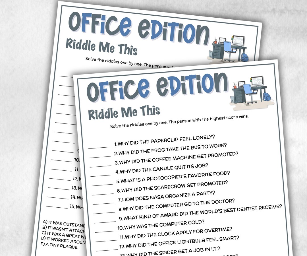 Office Party Riddles Jokes, Riddle Me This, Christmas Party Game ...