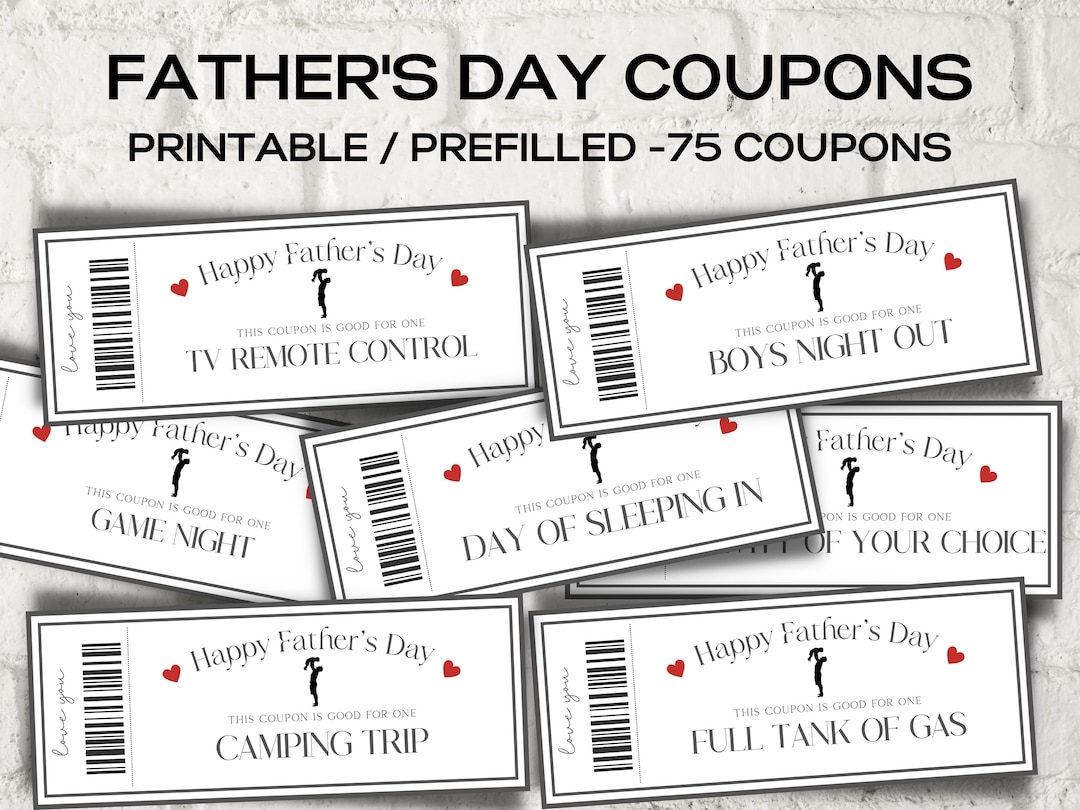 Father's Day Coupons I Printable Coupons I Daddy Coupon Book I Gift for ...