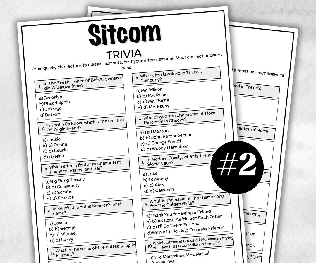 TV Show Sitcom Trivia Quiz, Family Activity, Friendsgiving, Television ...