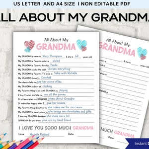 All About My Grandma Fill in the Blank I Grandma Birthday Gift I About ...