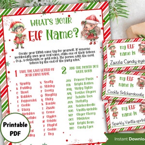 What's Your Elf Name, Elf Name Tag Game, Kids Christmas, Elf Name Board ...
