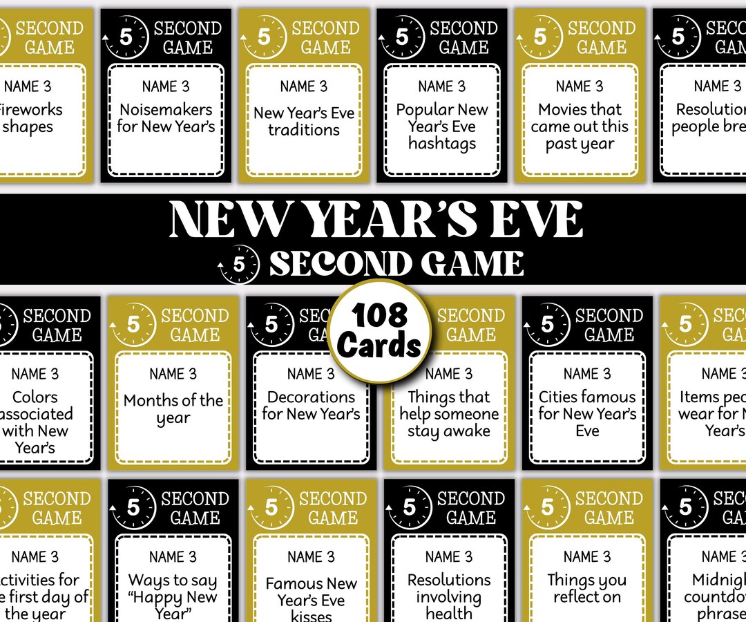 New Year's 5 Second Game, Printable 5 Second Game, Fun Winter Activity ...