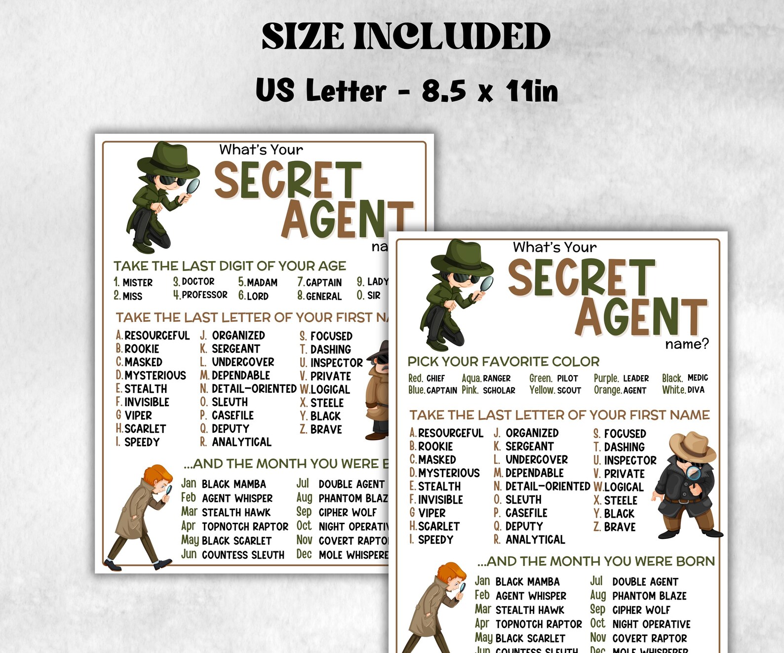 What is Your Secret Agent Name, Office Party, Daycare Name Board Sign ...