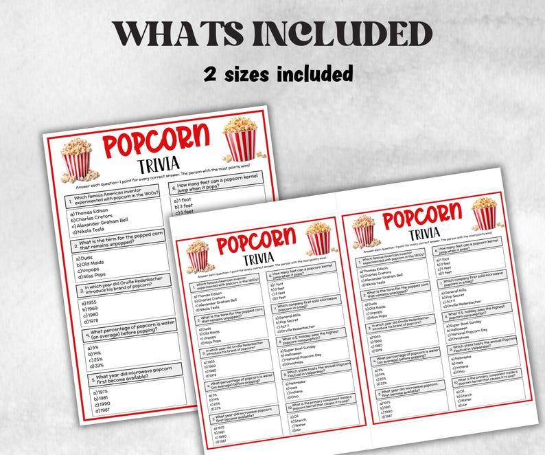 Popcorn Trivia, Movie Night, Popcorn Bar Activity, Family Game Night ...