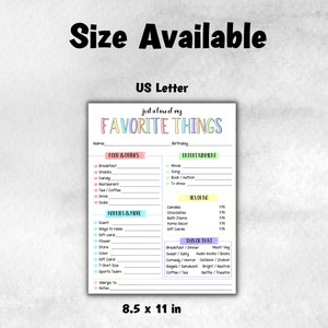 Teacher Favorite Things Survey, Get to Know My Team Survey, All About ...
