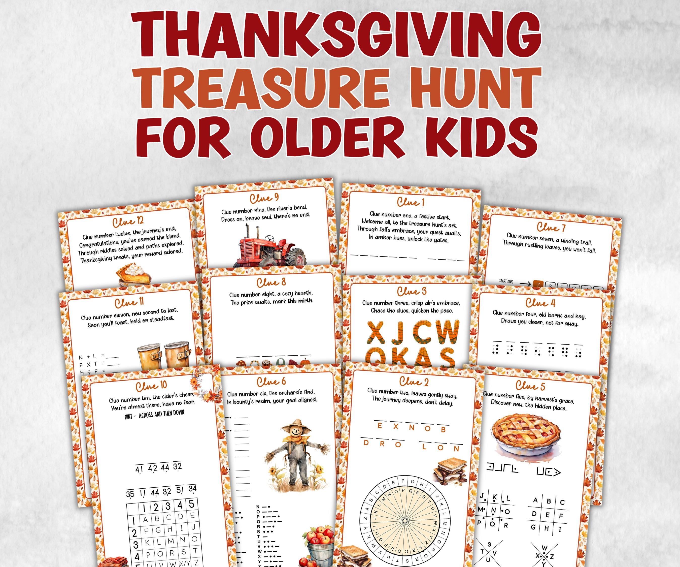 Thanksgiving Treasure Hunt I Scavenger Hunt I Autumn Treasure Hunt I ...