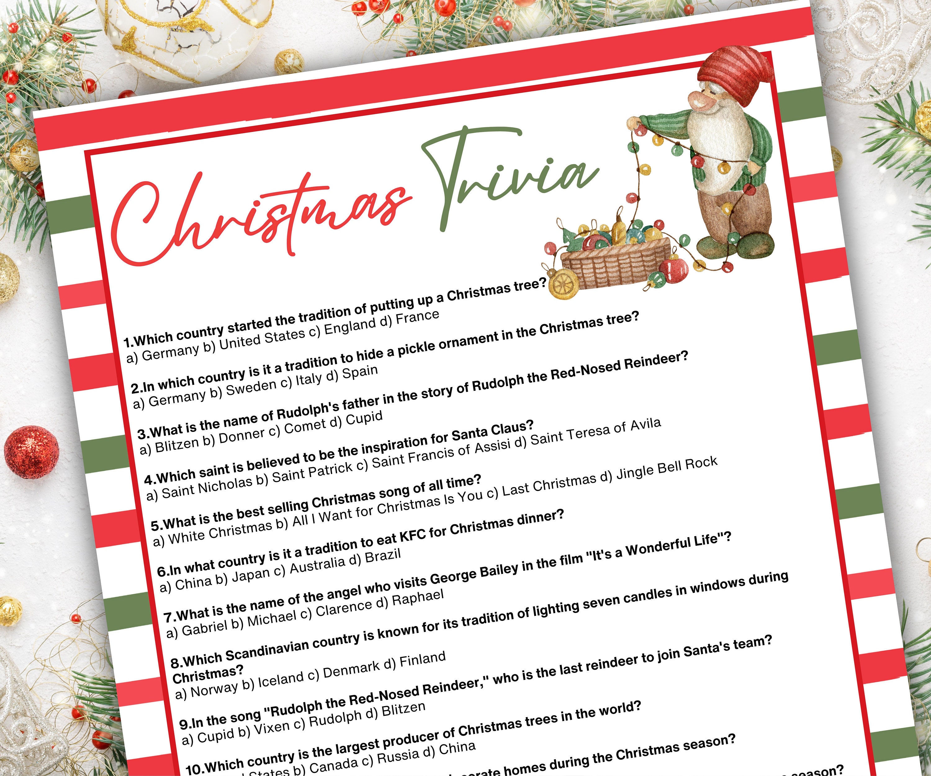 Fun Christmas Trivia Game Printable Trivia Christmas Trivia Bundle ...