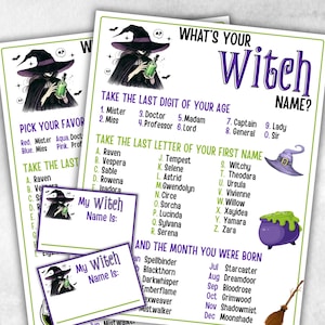 Whats Your Witch Name Game, Kids Halloween Wicked Theme Party, Witch ...