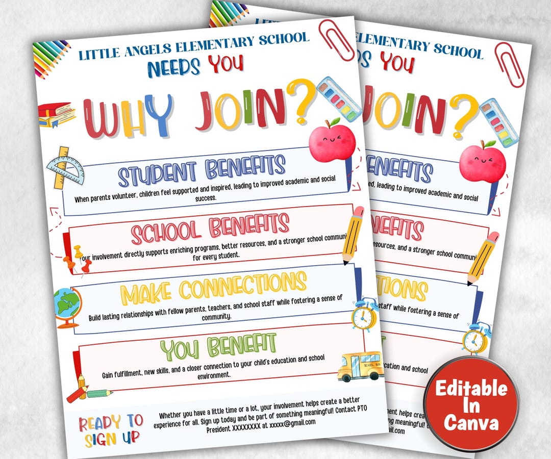 Why Join the PTO PTA Flyer Template, Editable Canva Design, Parent ...
