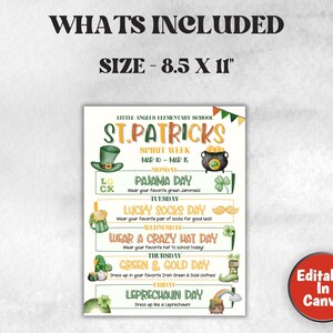 Customizable St.patricks School Spirit Week Flyer, PTO Schedule, March ...