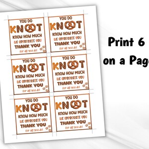 Do Knot Know by Teacher Appreciation Treat Tag, End of Year Snack Tag ...