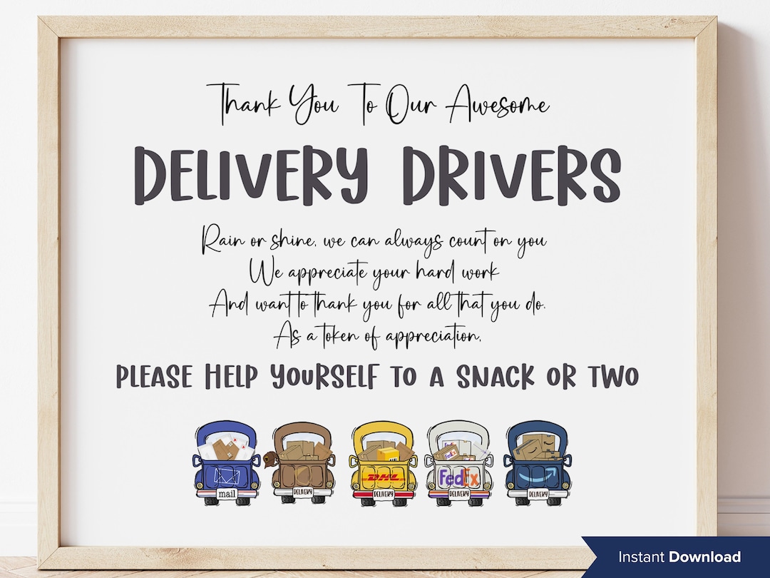 Thank You Sign for Delivery Drivers I Mailman Gift I Take a Treat Sign ...
