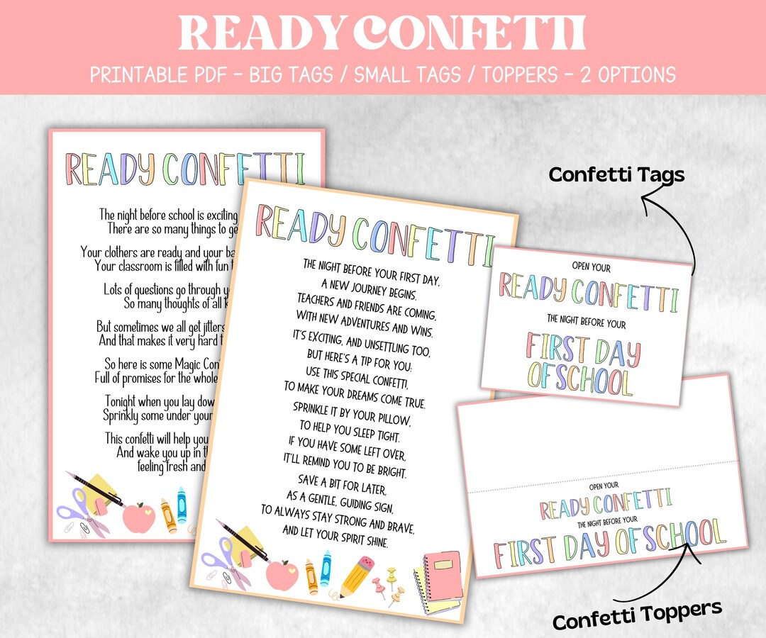 Confetti Bag Topper Back to School, Jitter Glitter, Night Before School ...