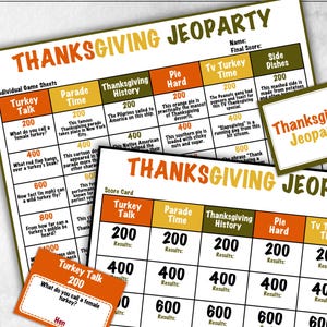 Thanksgiving Jeopardy Trivia Party, Printable Adult & Teen Activity ...