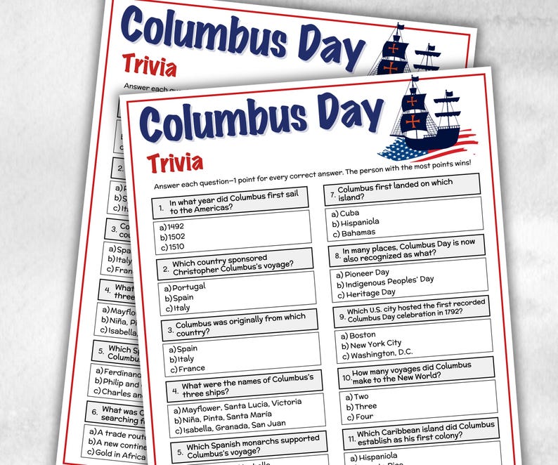 Columbus Day Trivia, Columbus Day Games, Columbus Celebration Gifts ...