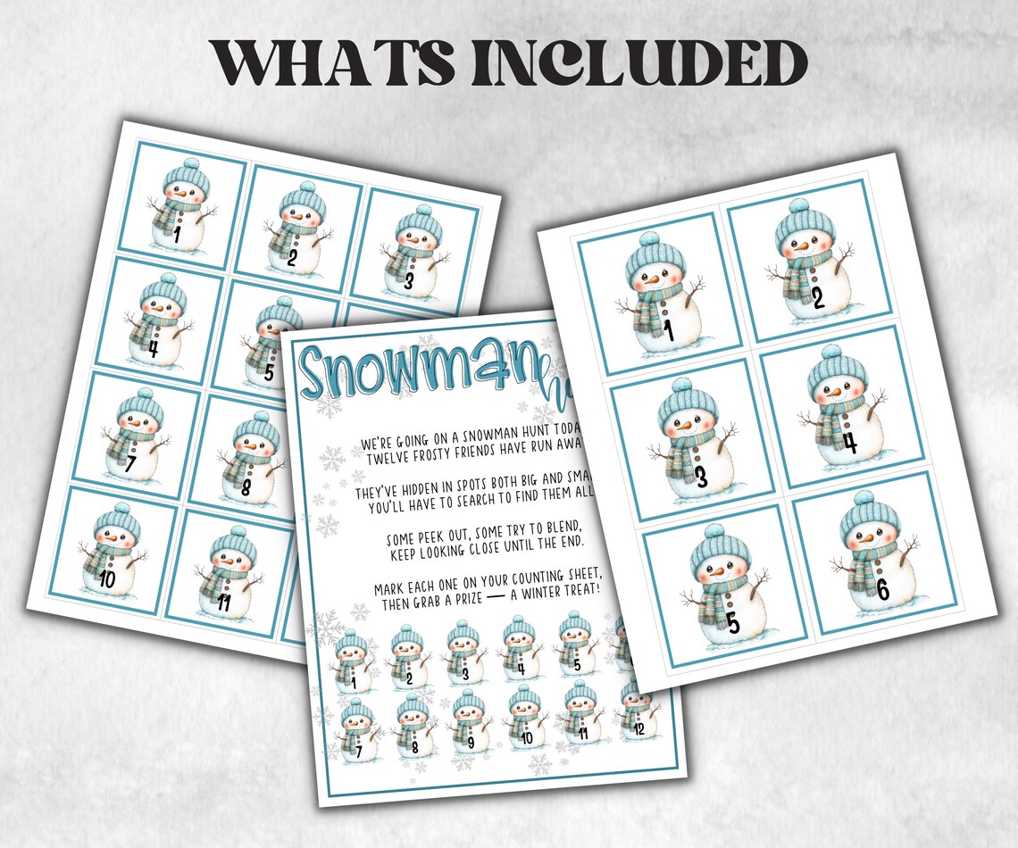Snowman Scavenger Hunt, Kids Snowman Theme Party, Snowman Birthday ...