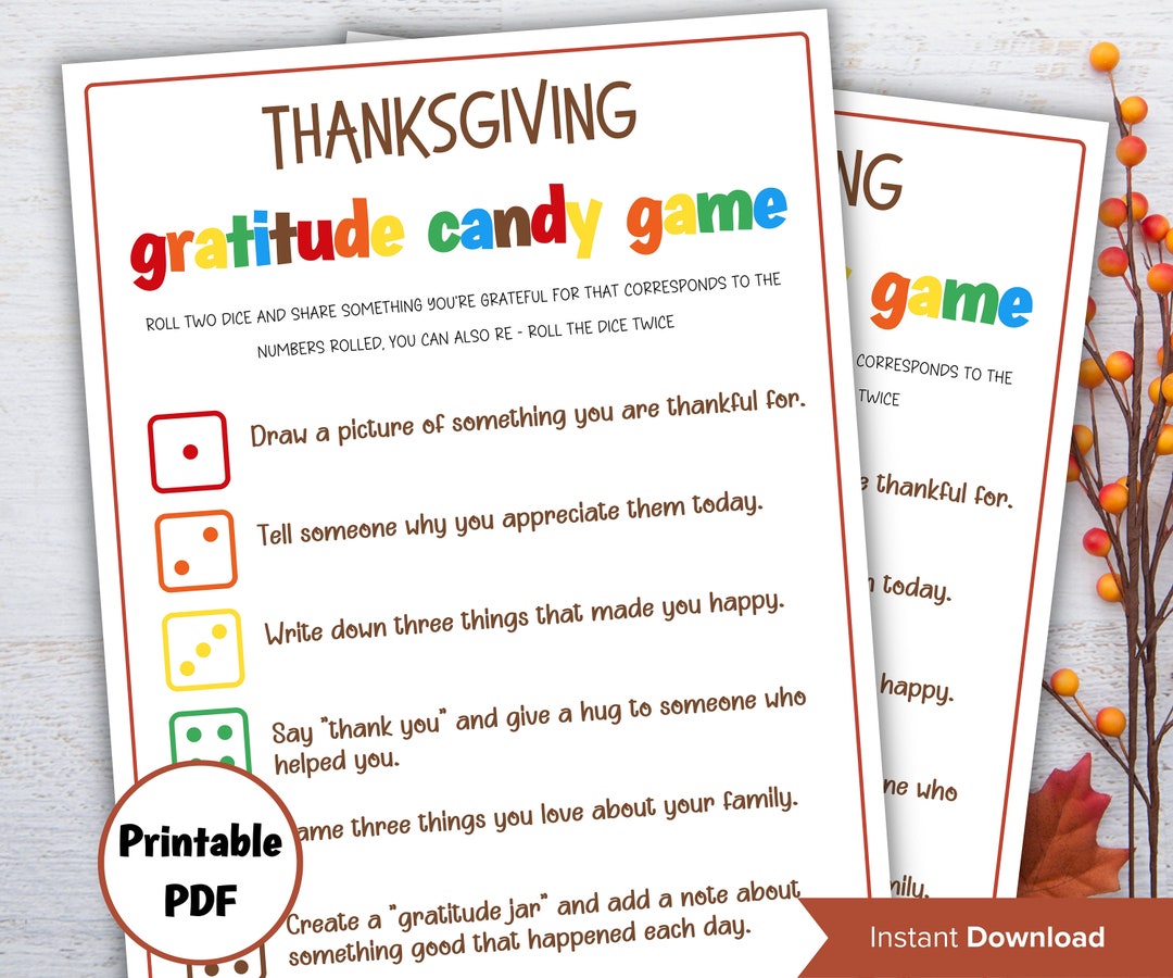 Thanksgiving Gratitude Dice Game for Kids | Thanksgiving Dice Game ...