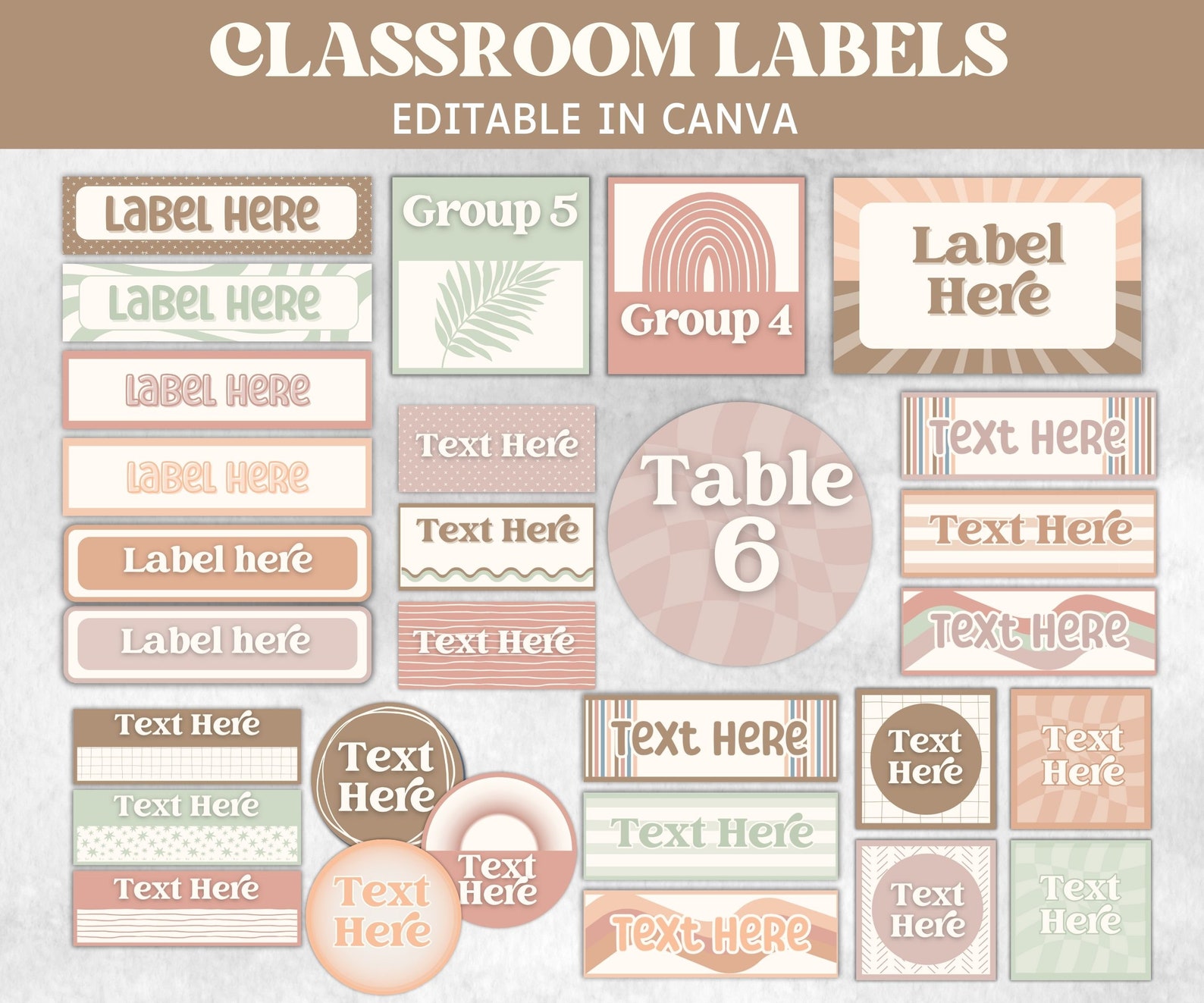 Neutral Classroom Organization Bundle, Flip Calendar, Desk Tags ...