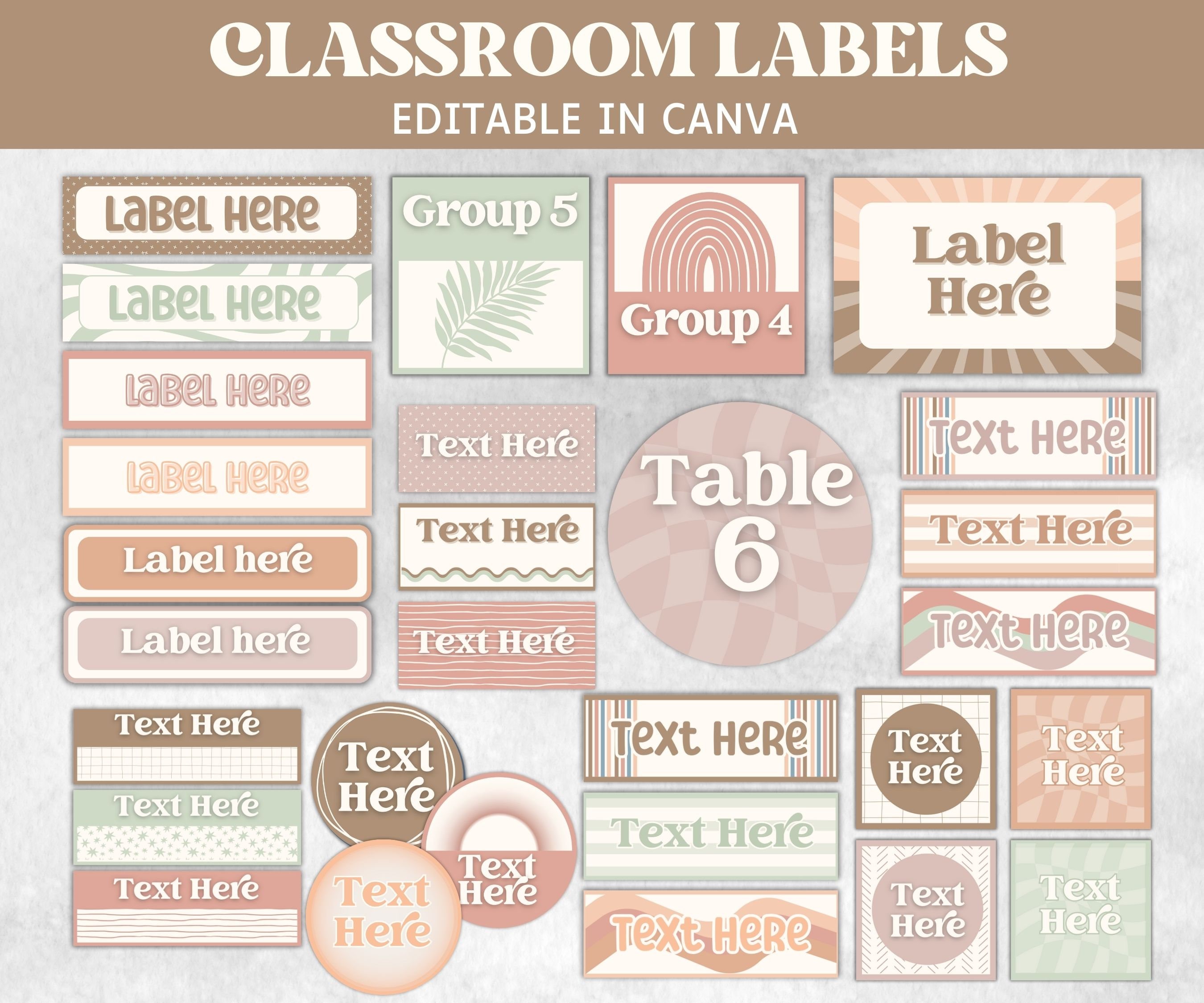 Neutral Classroom Organization Bundle, Flip Calendar, Desk Tags ...