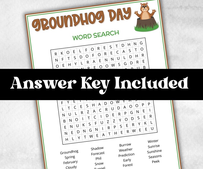 Groundhog Day Word Search, Icebreaker Activities, Adult Party, Mix and ...