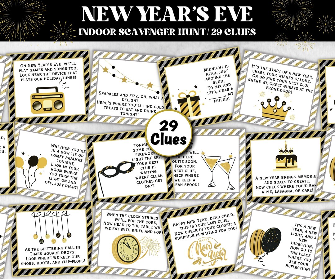 New Year Indoor Scavenger Hunt, Printable New Year Scavenger Hunt, Fun ...