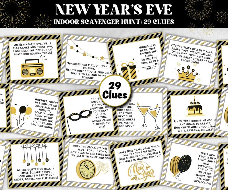 New Year Indoor Scavenger Hunt, Printable New Year Scavenger Hunt, Fun ...