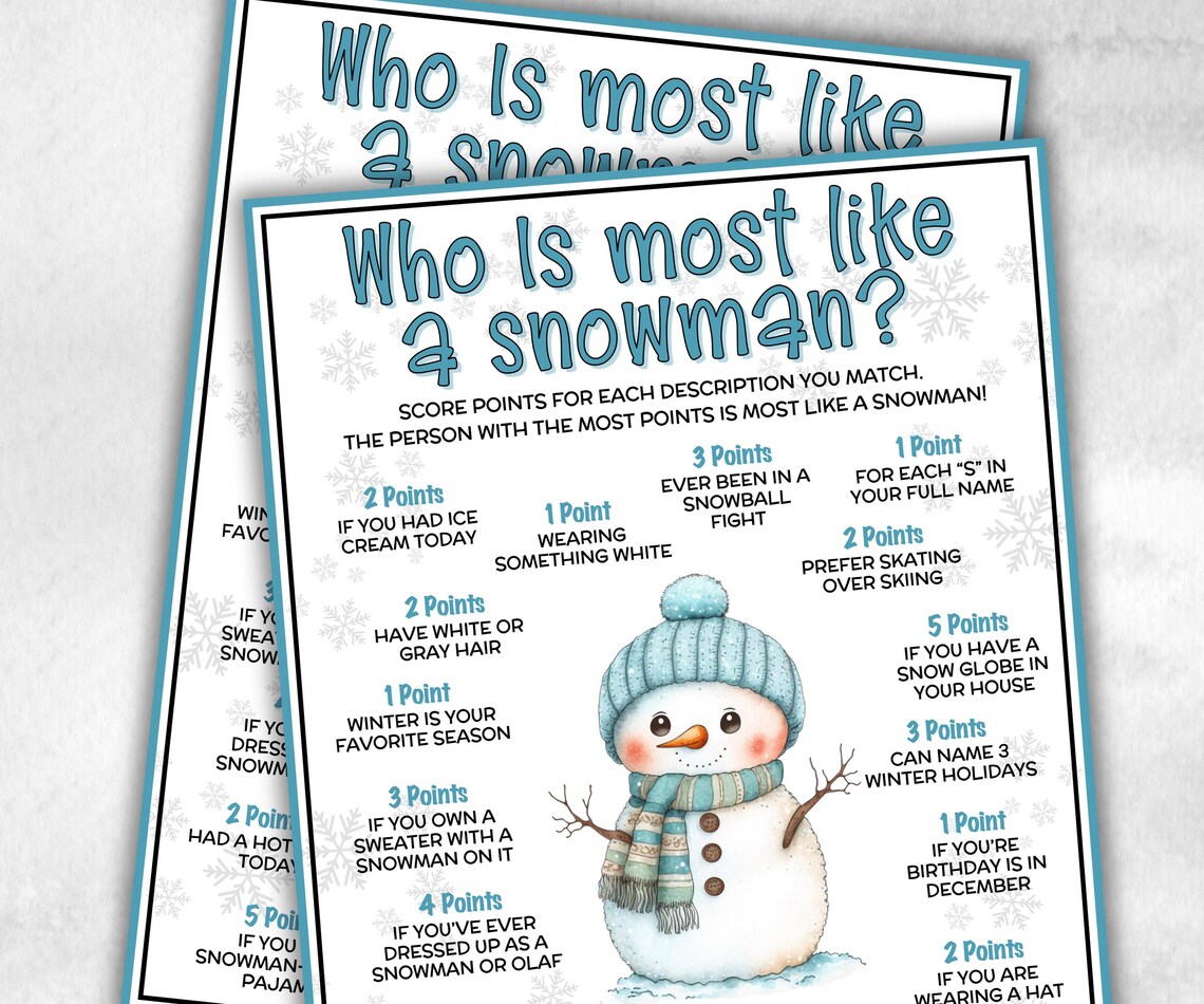 Who is Most Like a Snowman, Winter Games, Frosty the Snowman, Winter ...