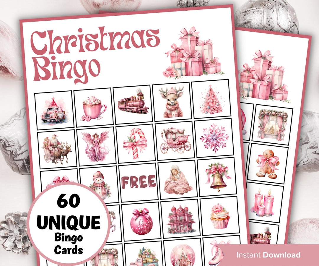 Pink Christmas Bingo, Family Holiday Eve Bingo, Fun Christmas Games ...