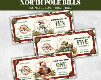 Printable Christmas Money North Pole Dollar Bill Kid's Activity Ready ...