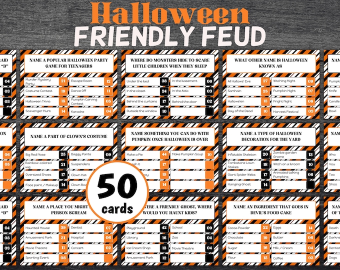 Halloween Friendly Feud Game - the Hilarious Party Game of Guessing Top ...