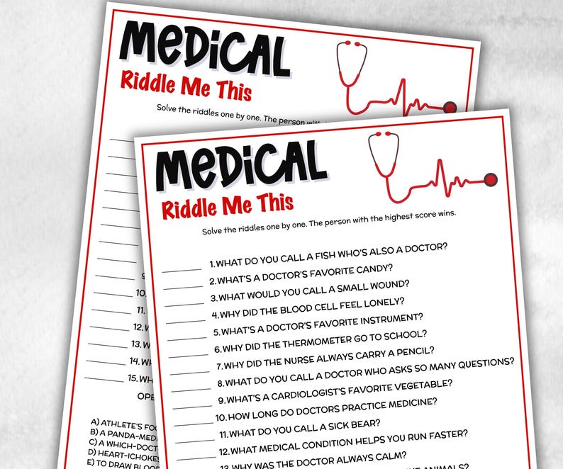 Medical Riddles Jokes, Nurse Teambuilding, Nursing School Party ...