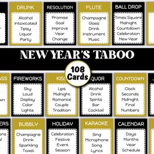 New Year's Taboo, Printable Taboo Game, Fun Winter Activity, Get Kids ...